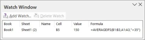 How to use Watch Window in Excel